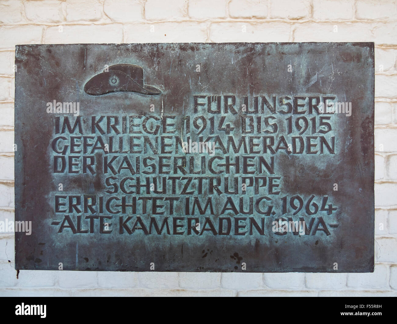 Memorial plaque in the Alte Feste, central Windhoek, Namibia Stock ...