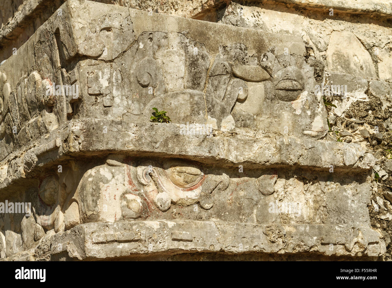 Detail of the Ruins at Mayan fortress and temple, Tulum, Mexico Stock ...