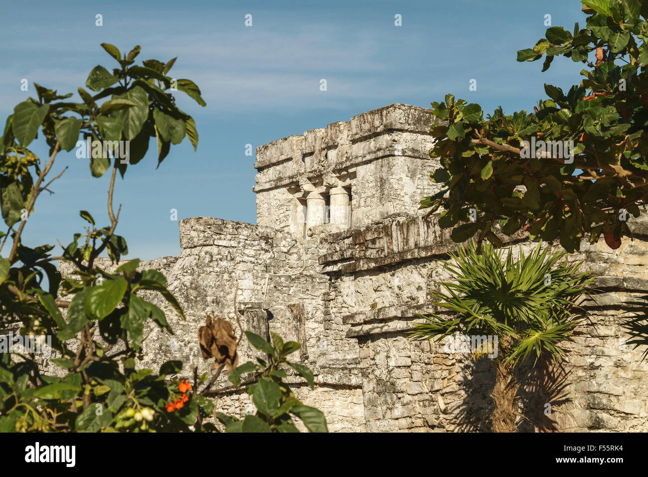 Castillo fortress in the ancient Mayan city of Tulum, Mexico Stock ...