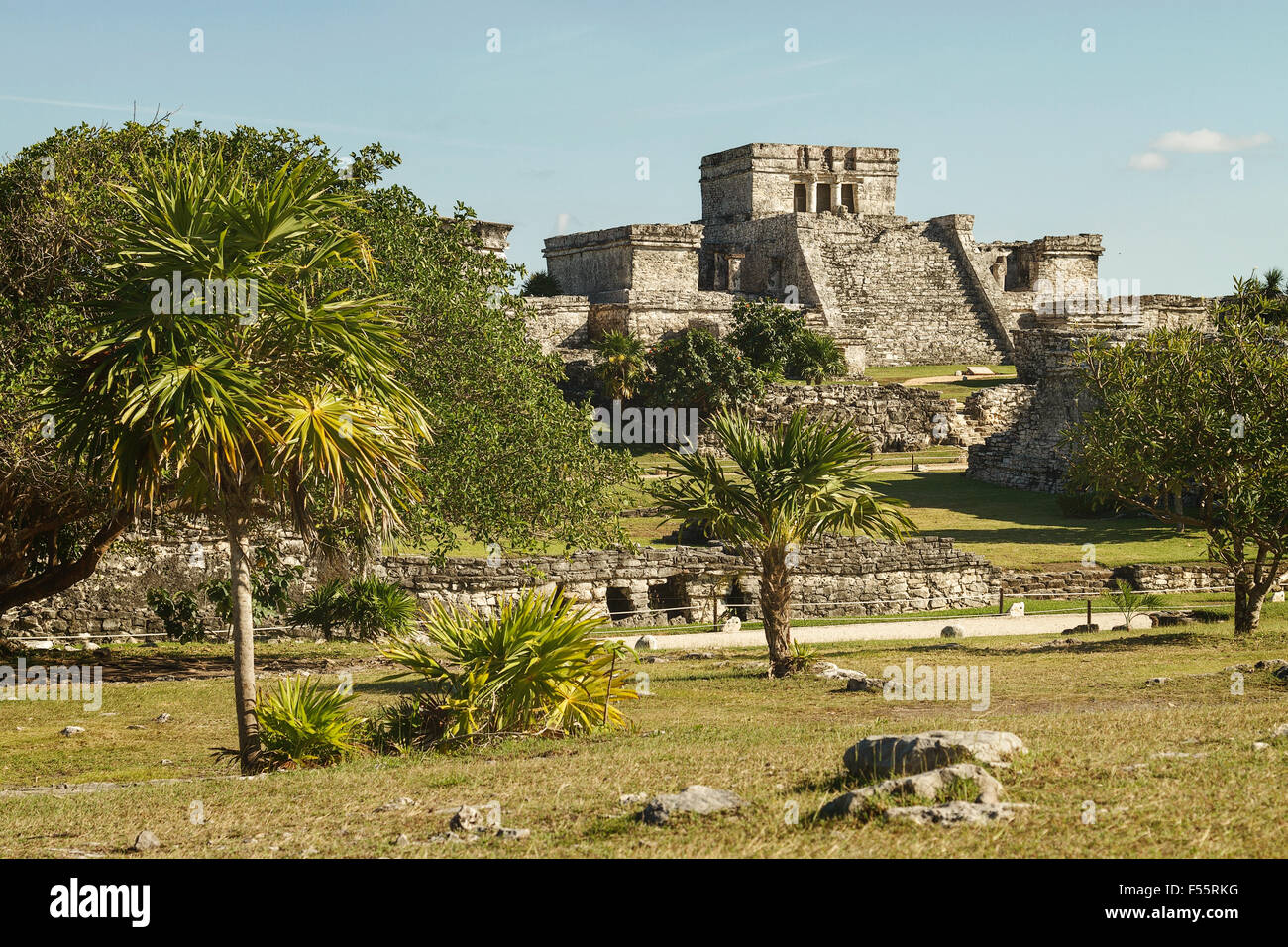 Castillo fortress in the ancient Mayan city of Tulum, Mexico Stock ...