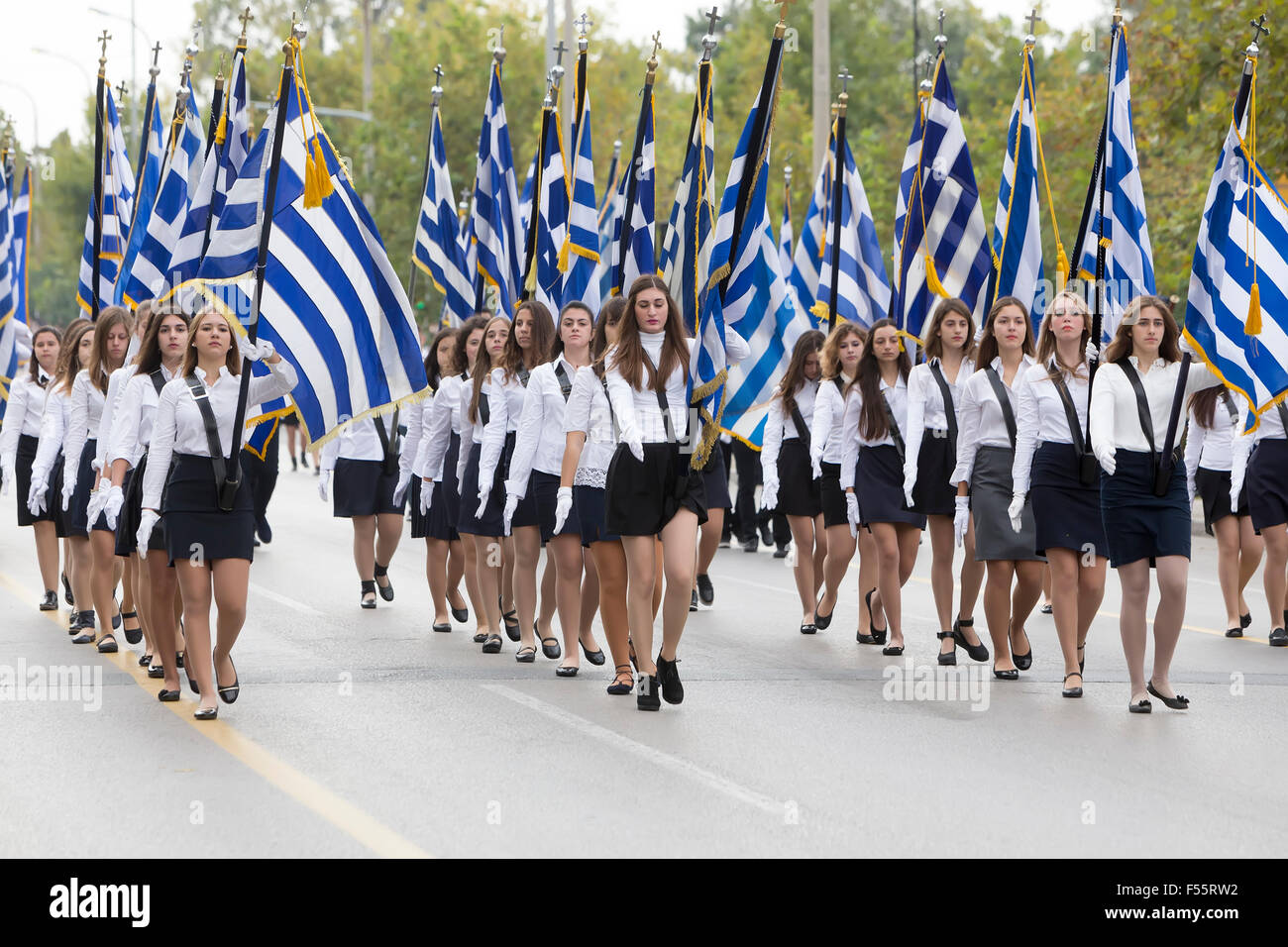 Thessaloniki, Greece - OCT 28: On 28th of each October a parade is held ...