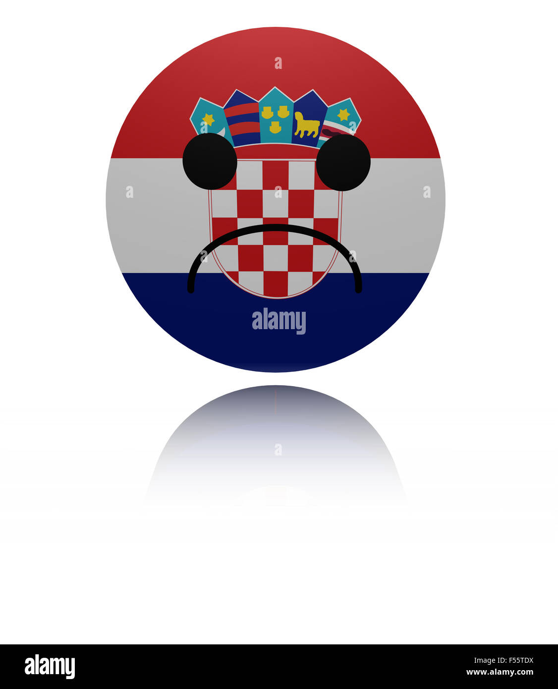 Croatia sad icon with reflection illustration Stock Photo - Alamy