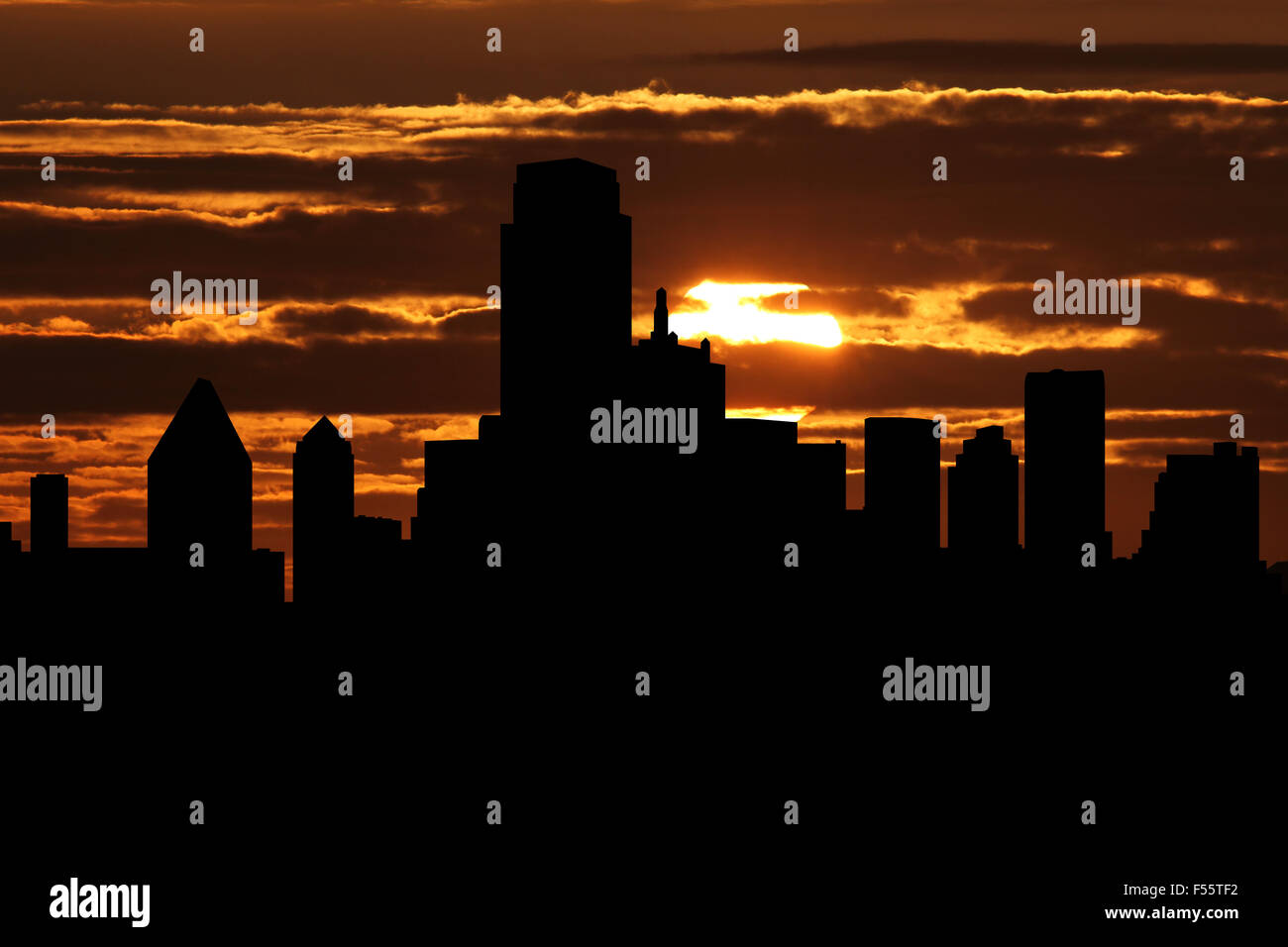 Dallas skyline at sunset illustration Stock Photo - Alamy