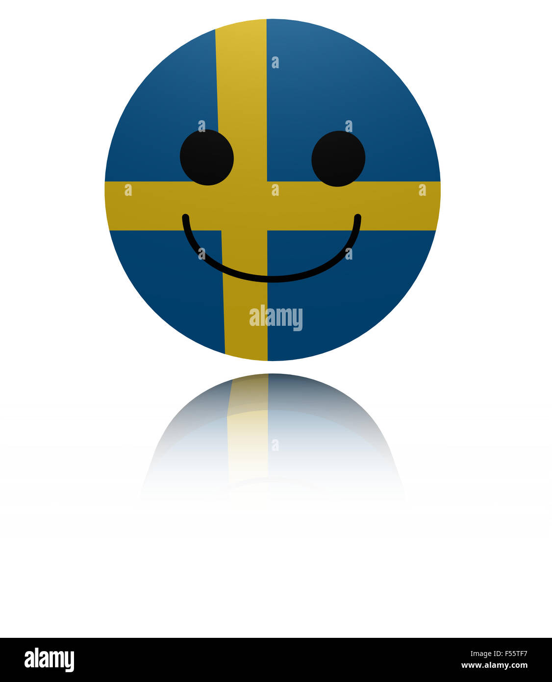 Sweden happy icon with reflection illustration Stock Photo - Alamy