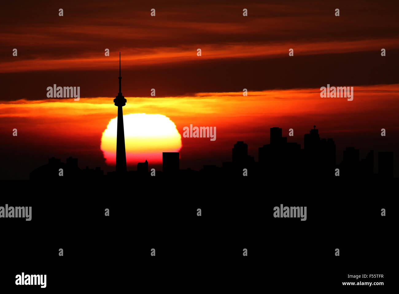 Toronto skyline at sunset illustration Stock Photo - Alamy