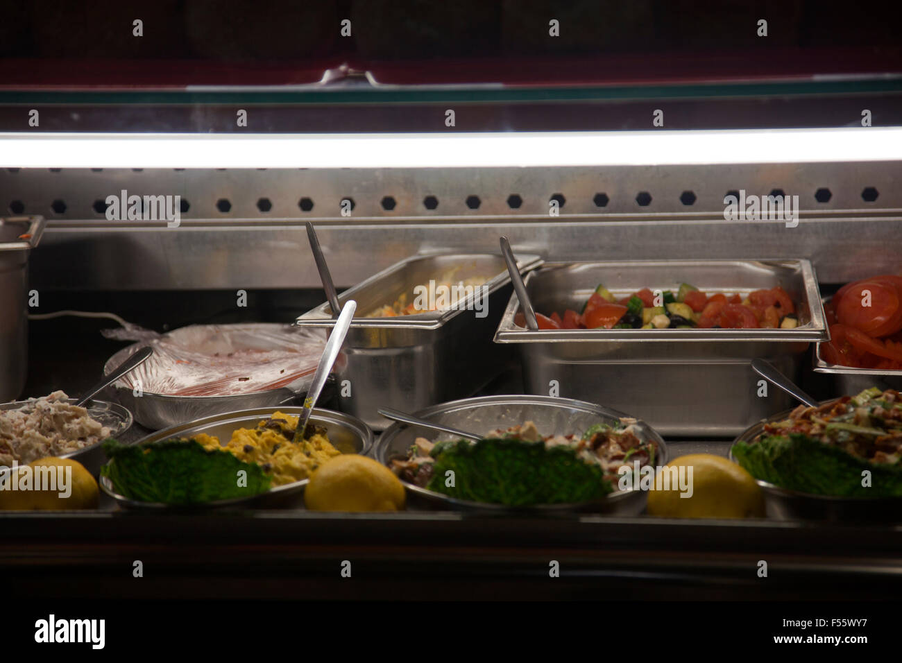 Sandwich Bar display of Food; salad, meats and fillings Stock Photo - Alamy