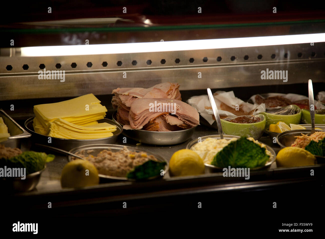 Sandwich Bar display of Food; salad, meats and fillings Stock Photo - Alamy