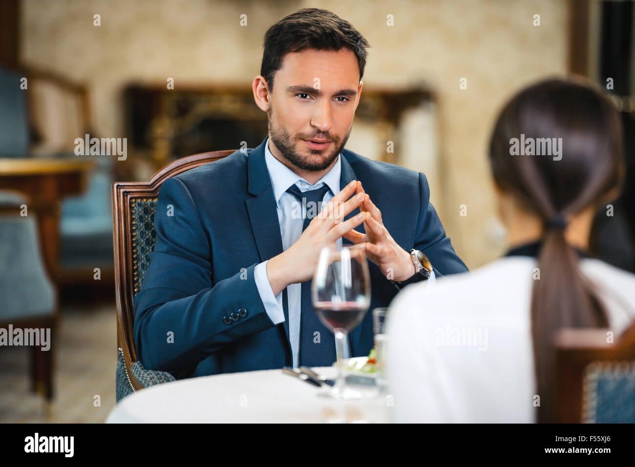 Concept for business meeting while dinner Stock Photo - Alamy