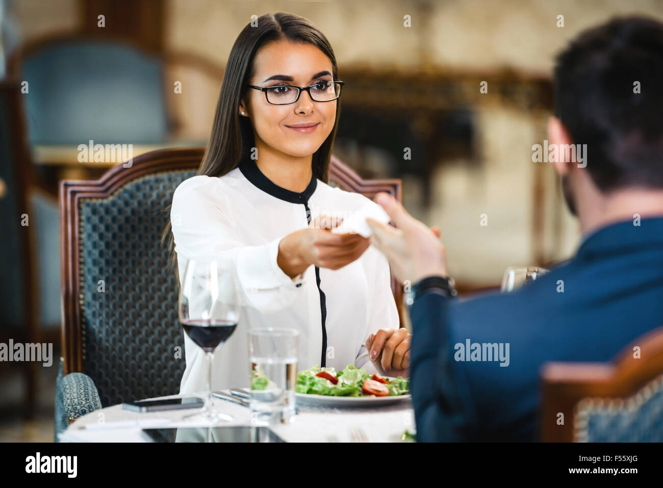 Concept for business meeting while dinner Stock Photo - Alamy