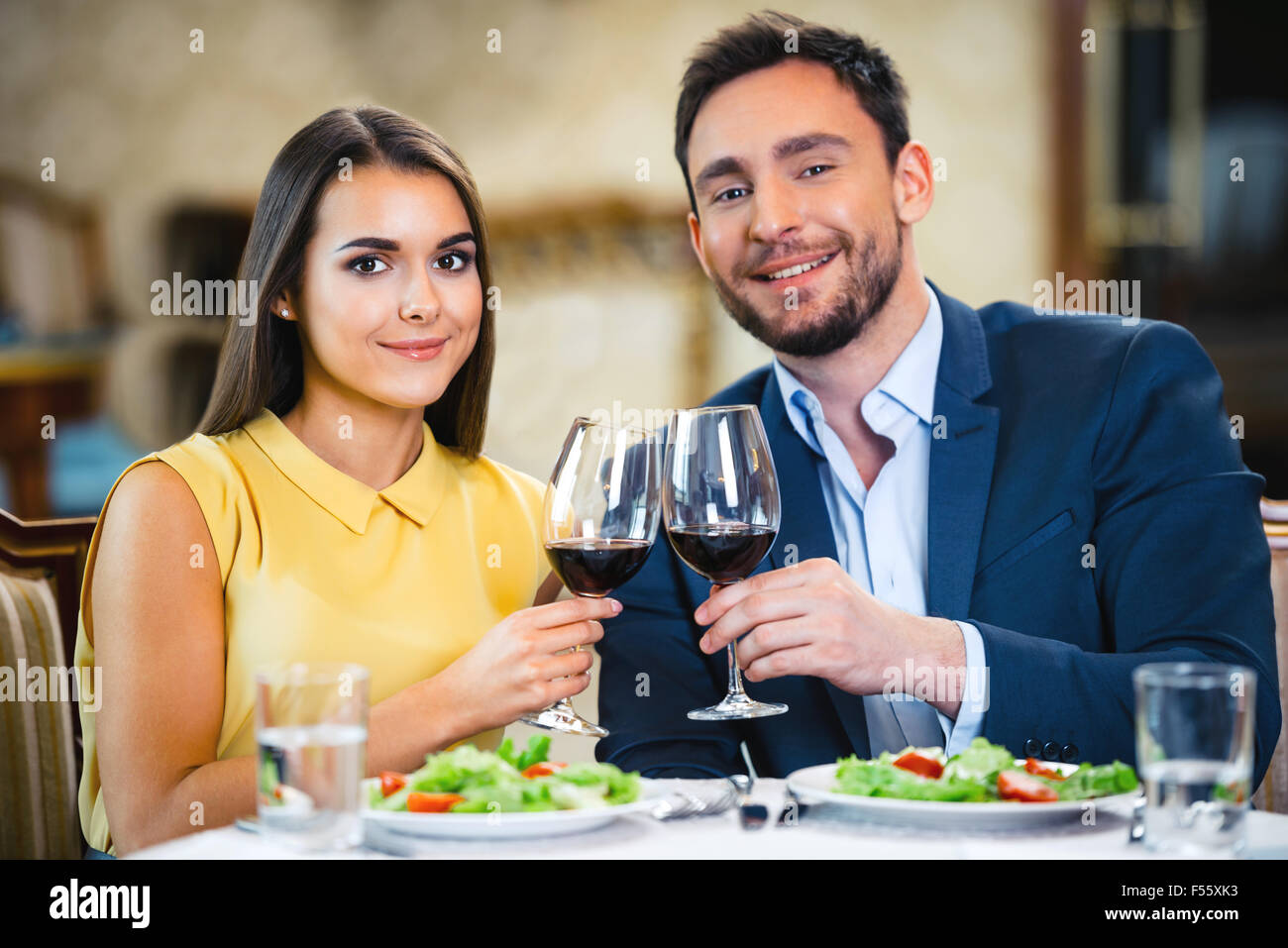Beautiful young woman romantic dinner hi-res stock photography and ...