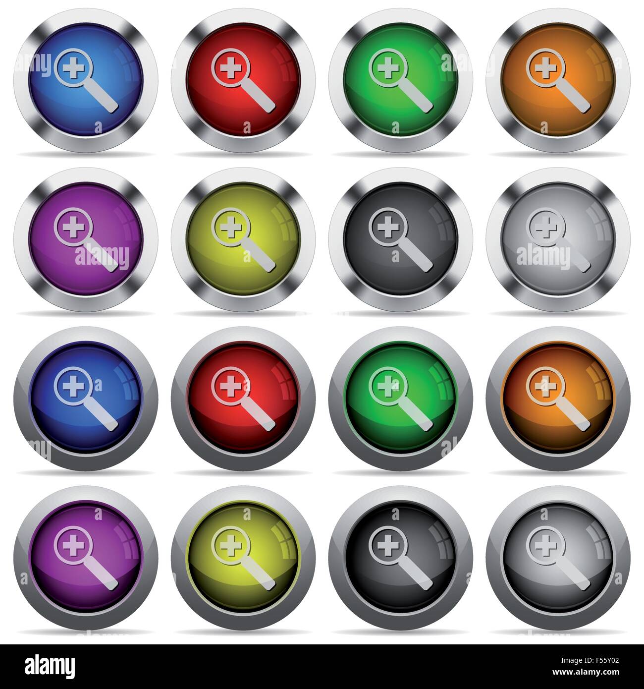 Set of zoom in glossy web buttons. Arranged layer structure Stock ...
