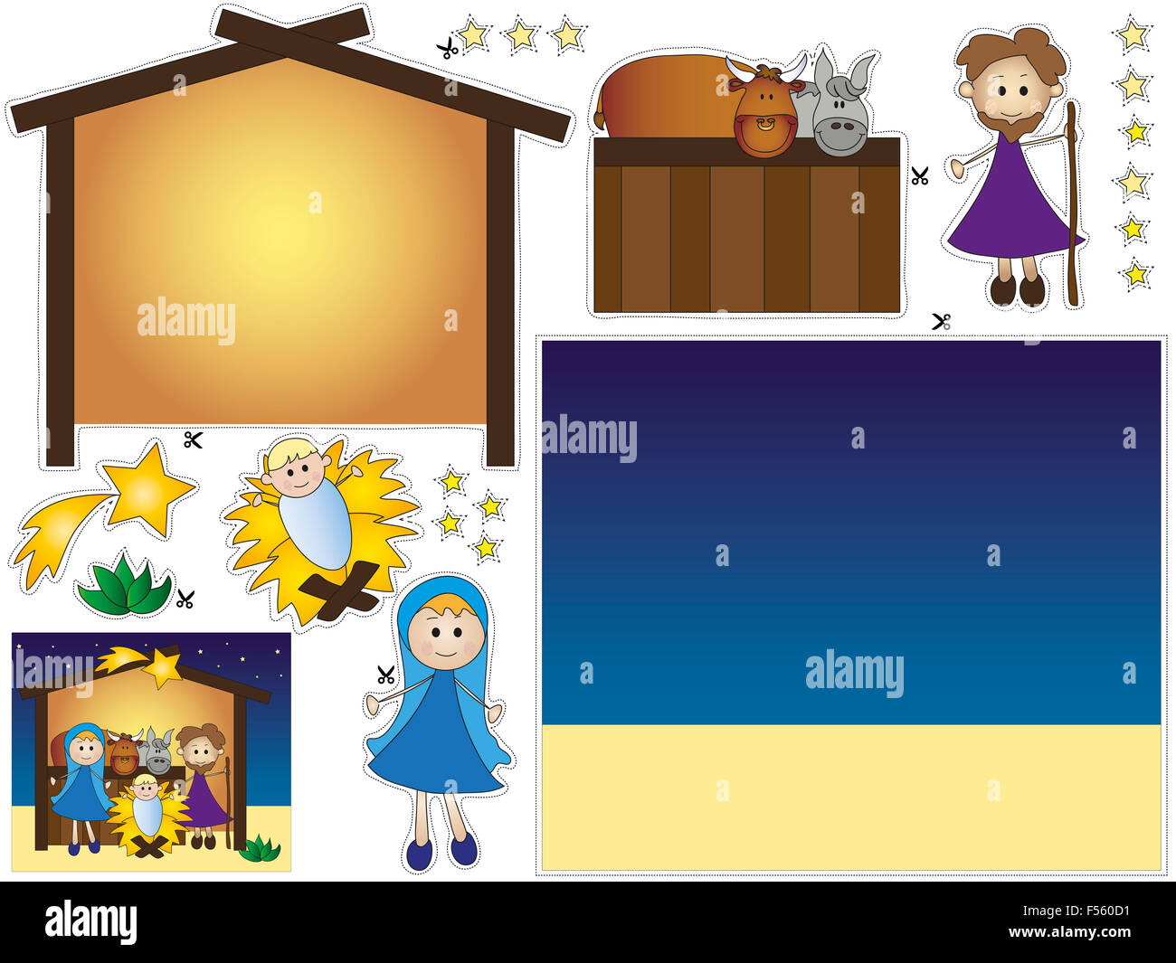 Biblical scene birth jesus bethlehem christmas card hi-res stock ...