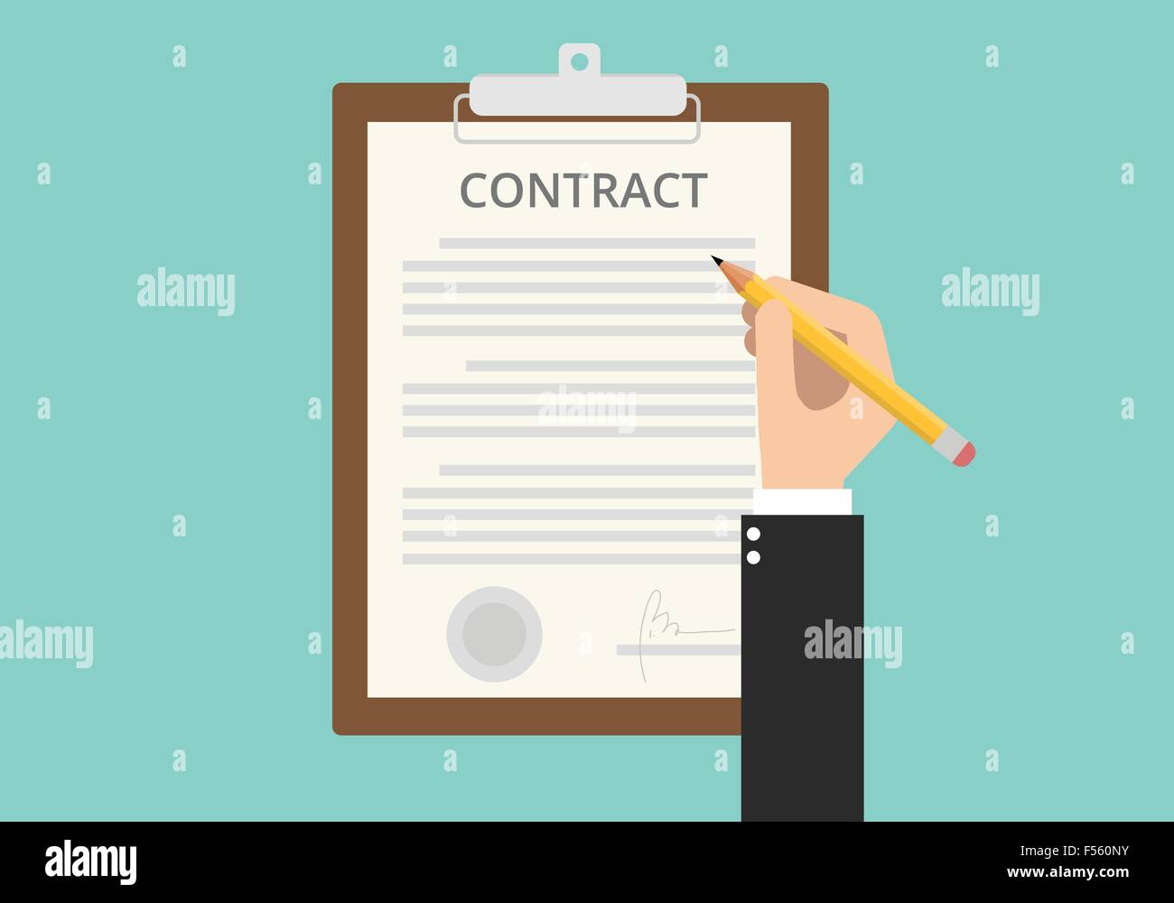 signing sign contract paper document Stock Vector Image & Art - Alamy