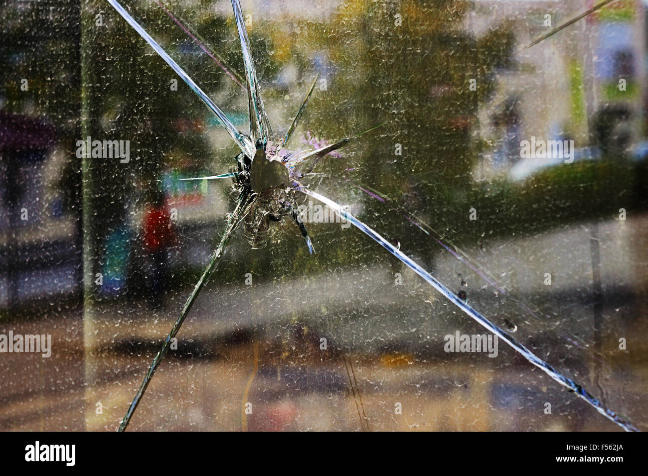 Dirty broken window Stock Photo - Alamy