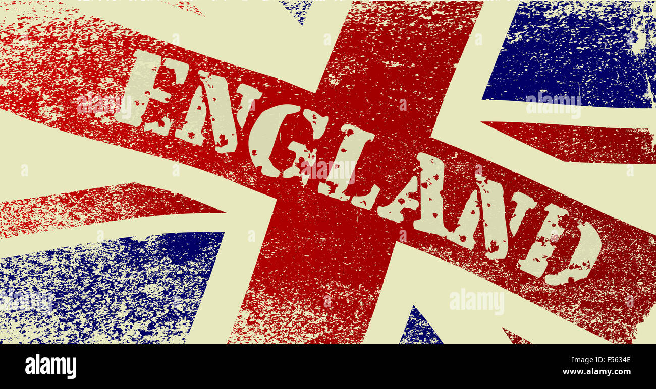A faded British Union Jack flag fluttering with the text England Stock ...