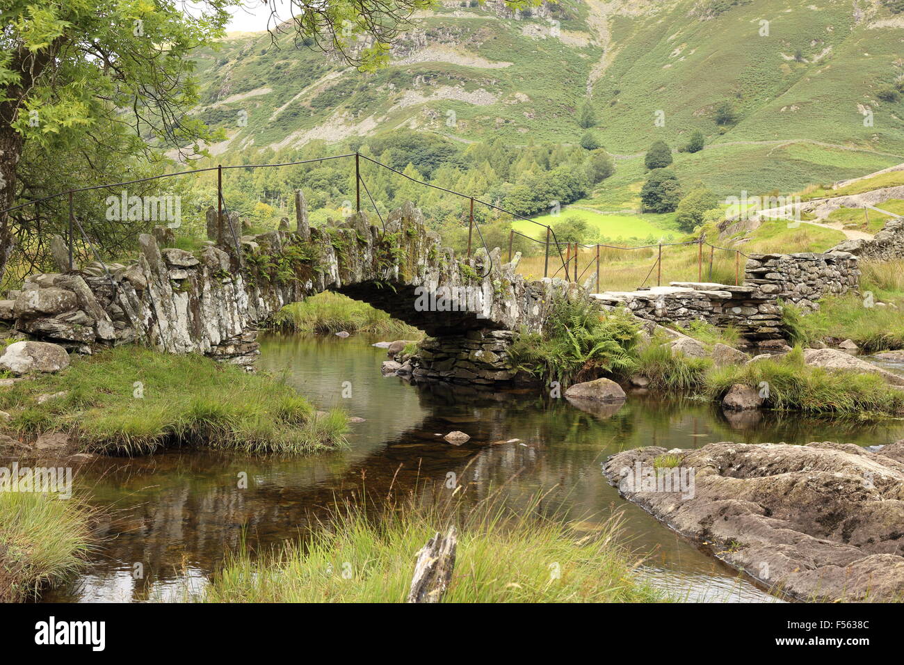 Slaters Bridge, a famous ancient stone footbridge in Little Langdale in ...