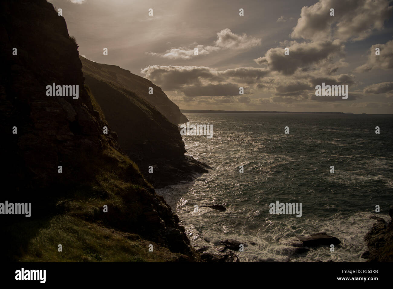 A dramatic North Cornwall Cliffscape photographed from Tintagel Castle ...