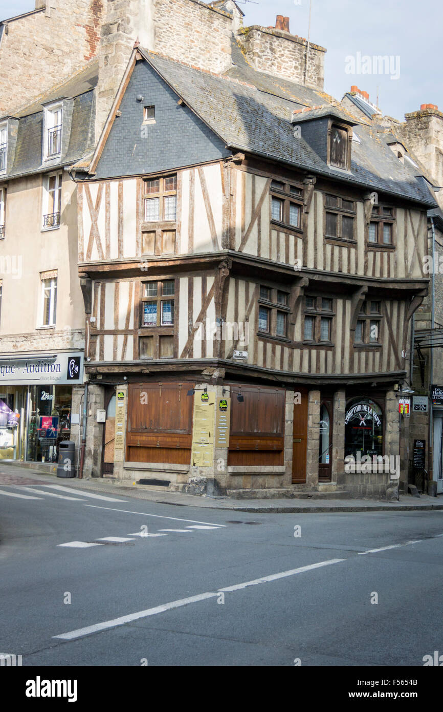 Medieval building, in the city of Dinan, Brittany, France Stock Photo ...