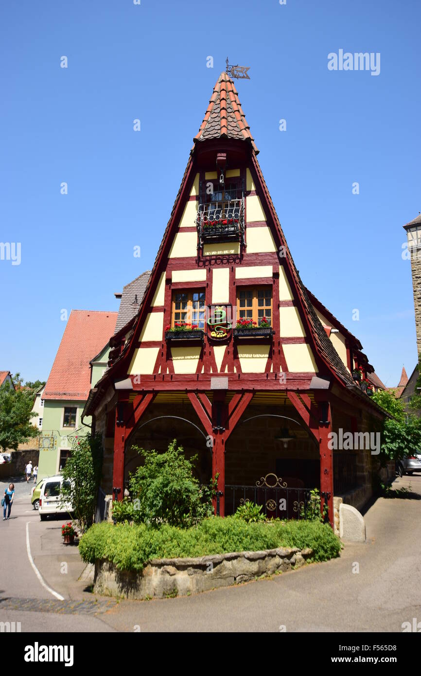 A historic building in the medieval German town of Rothenburg ob der ...
