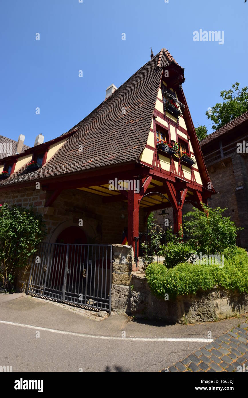 A historic building in the medieval German town of Rothenburg ob der ...