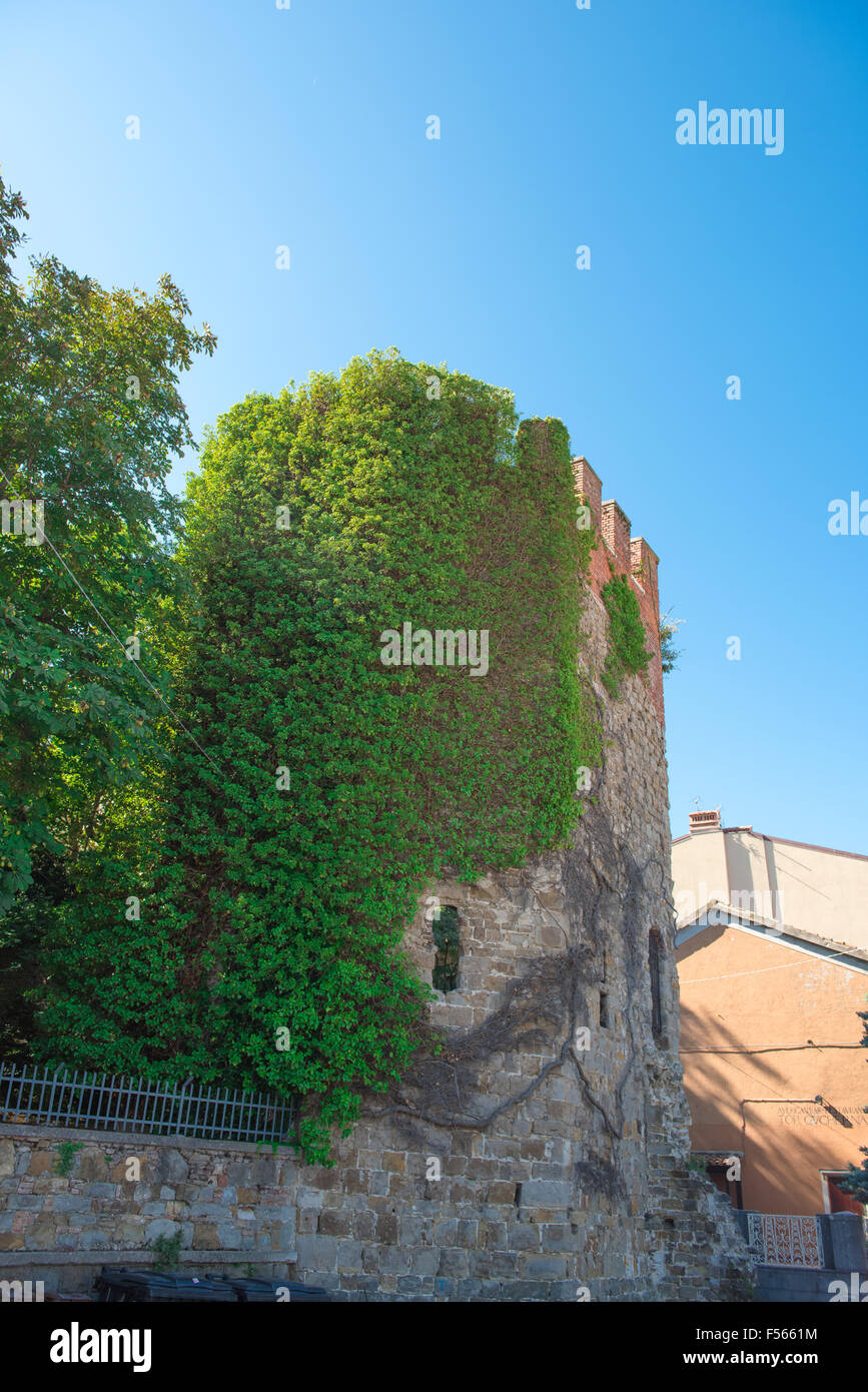 Trieste roman ruins, detail of ancient Roman tower in Trieste Old Town ...