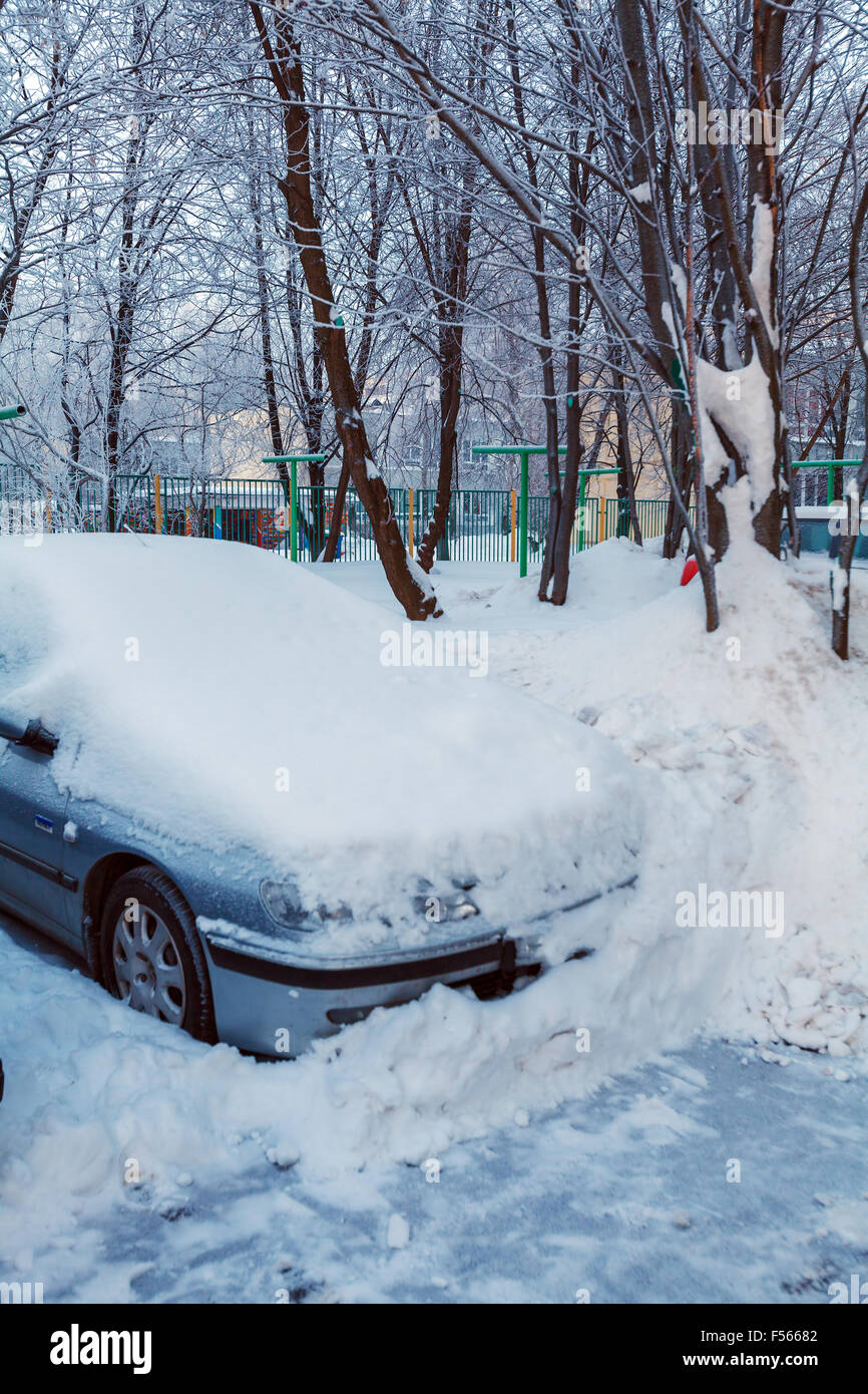Car under Snow at Winter Stock Photo - Alamy