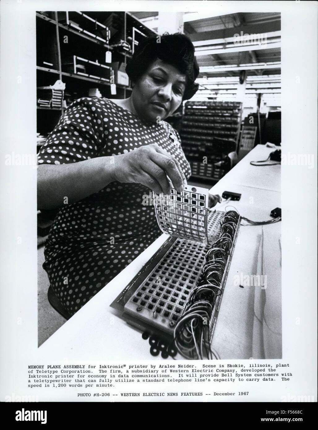 1968 - Blocked by grey box Memory Plane Assembly for Inktronic; printer ...