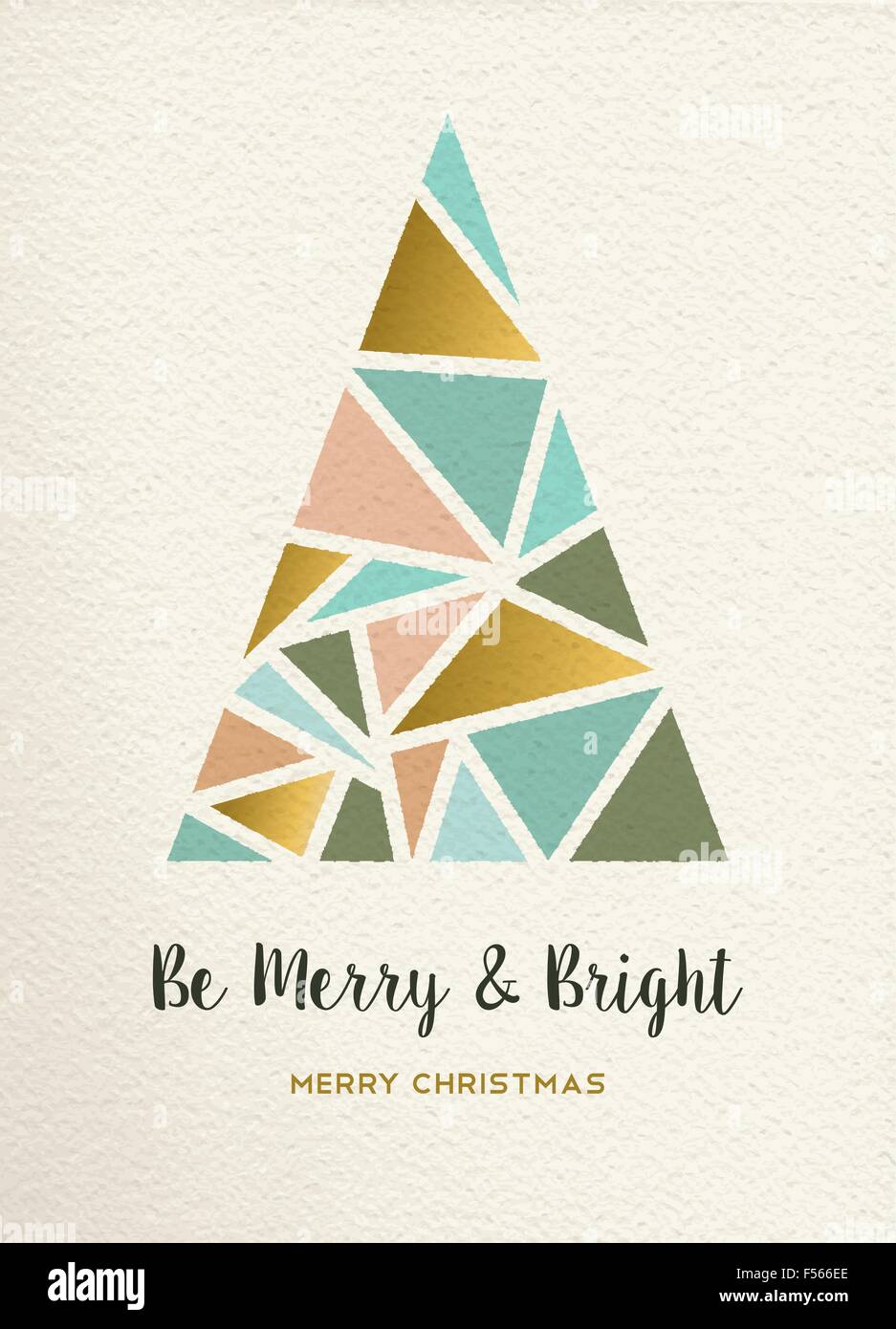 Merry christmas triangle pine tree design in retro geometry style with ...
