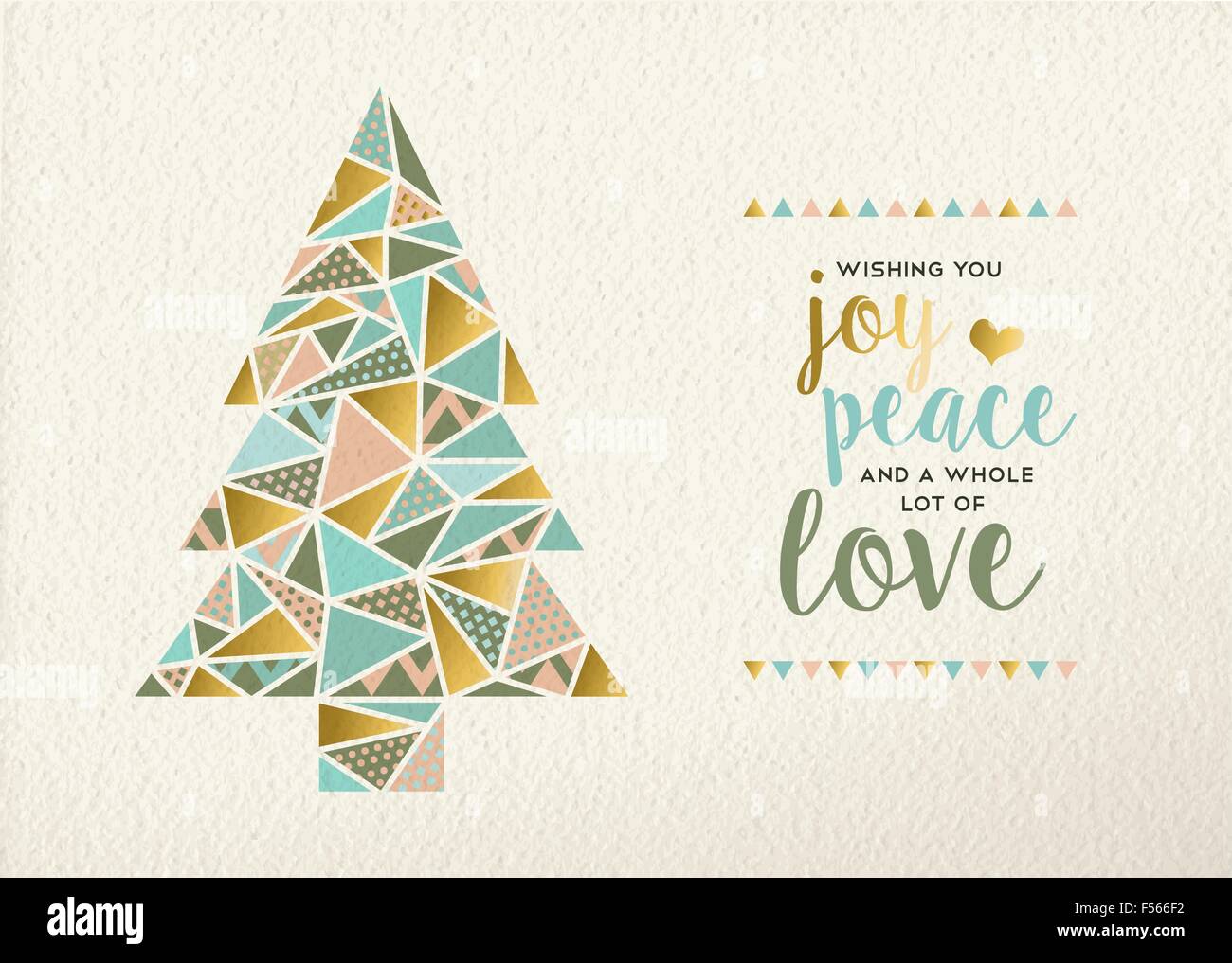 Merry christmas Happy new year triangle pine tree design in retro ...
