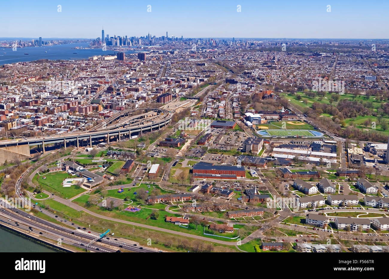 Aerial view brooklyn borough in hi-res stock photography and images - Alamy