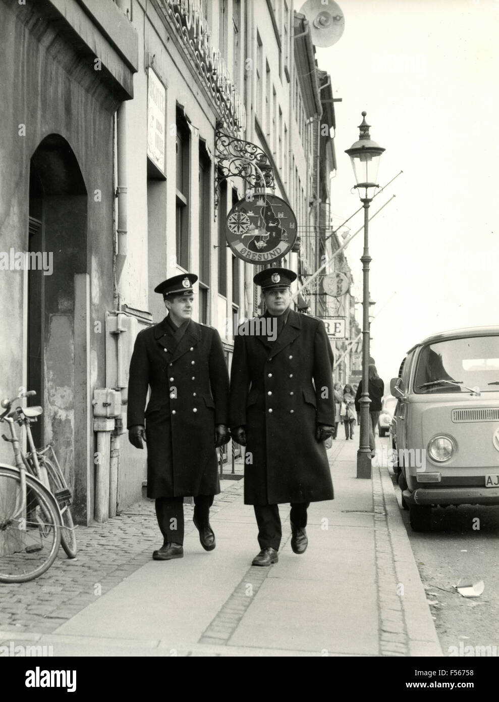 Two police officers patrolling the streets, Copenhagen, Denmark Stock ...