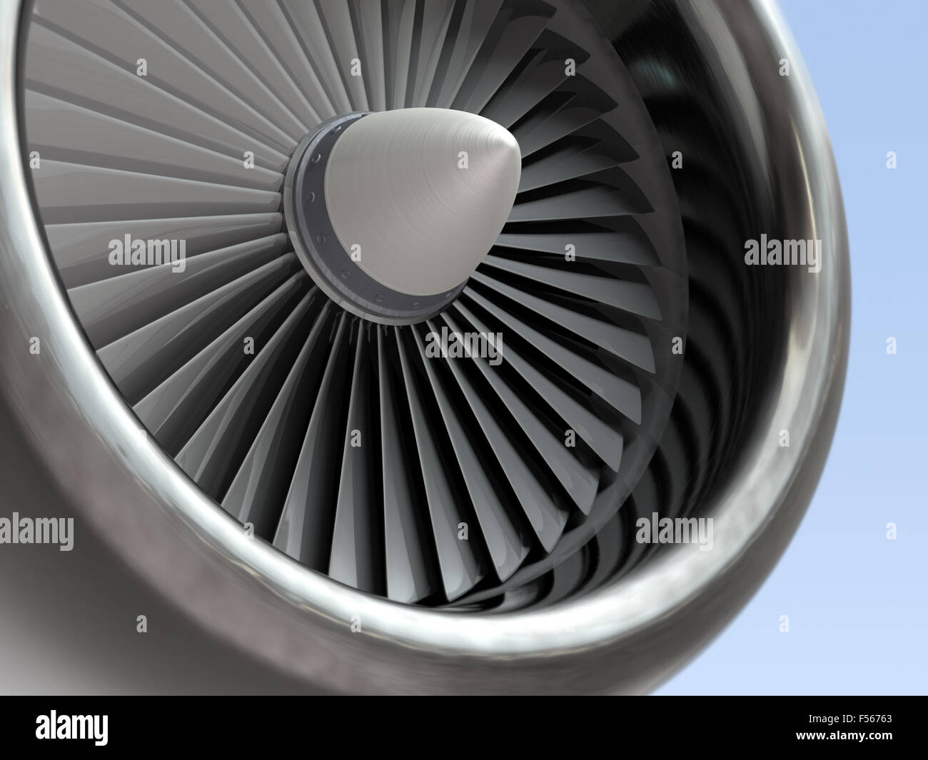 Jet engine, turbine blades of airplane, 3d illustration Stock Photo - Alamy