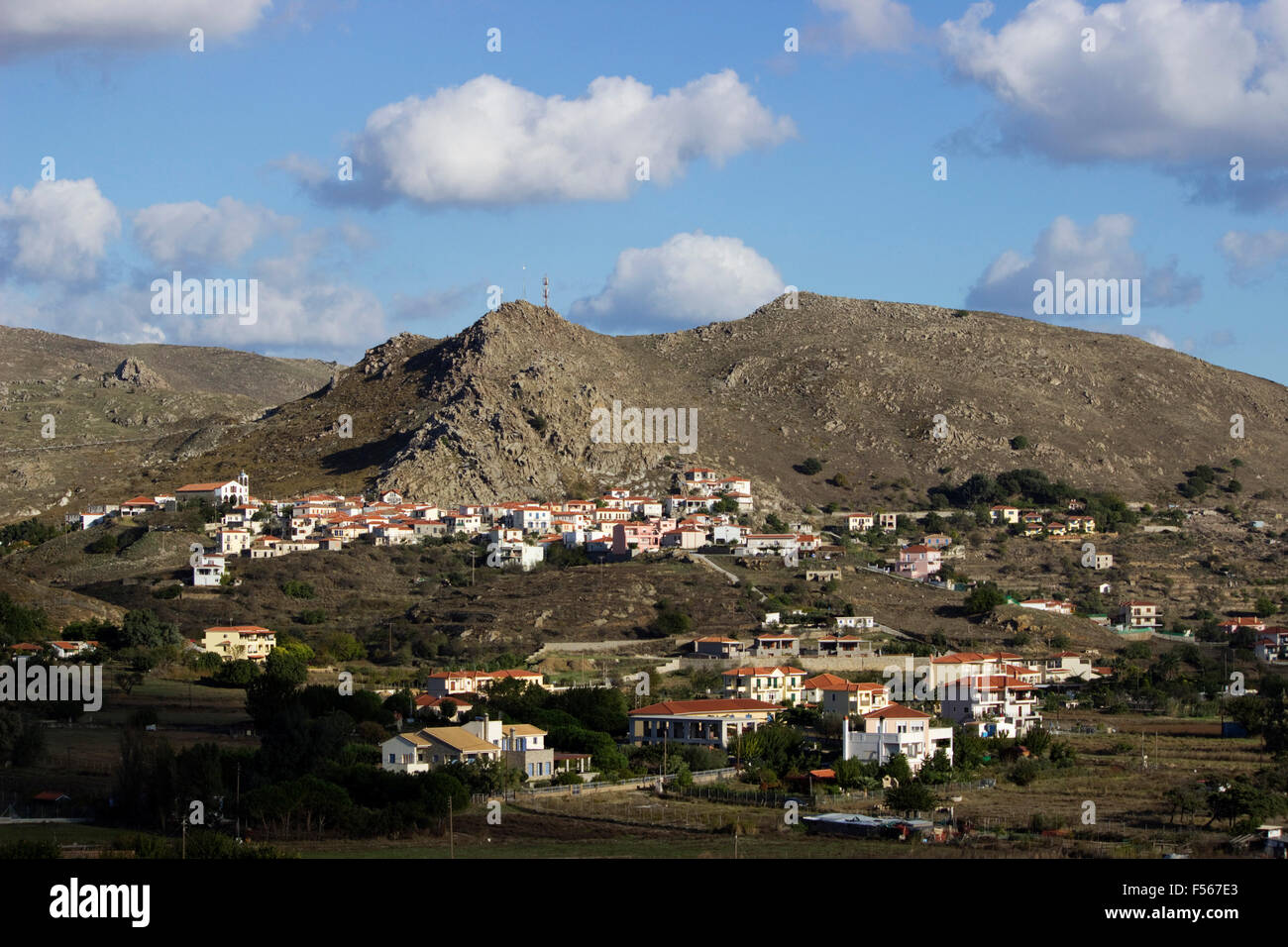 View of Platy village scenery. Lemnos or Limnos island, Lesvos ...
