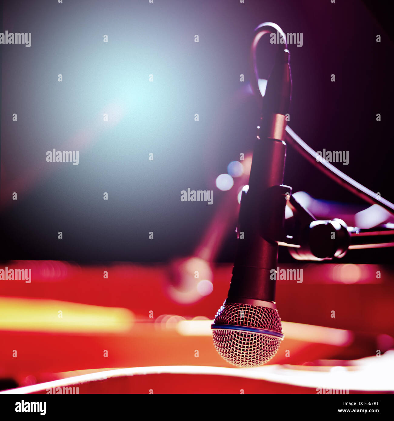 Stylish Microphone on a Blurred Colored Background. Instagram Retro ...