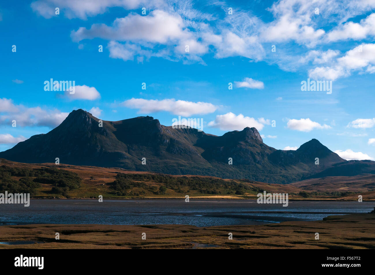 The western slopes of Ben Loyal, Sutherland, Scotland, with the Kyle of ...