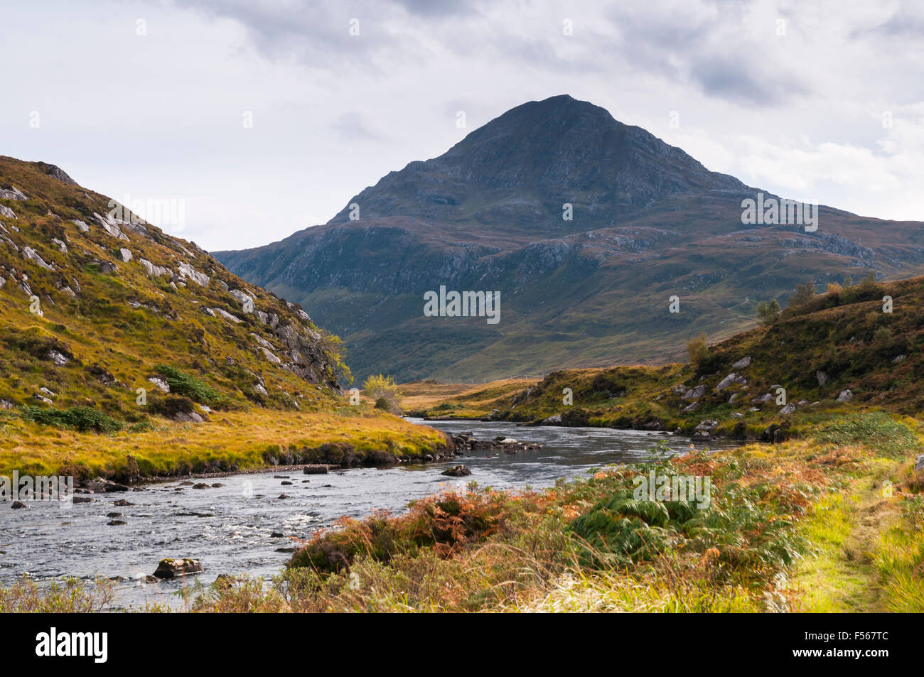 Ben Stack and the River Laxford Stock Photo - Alamy
