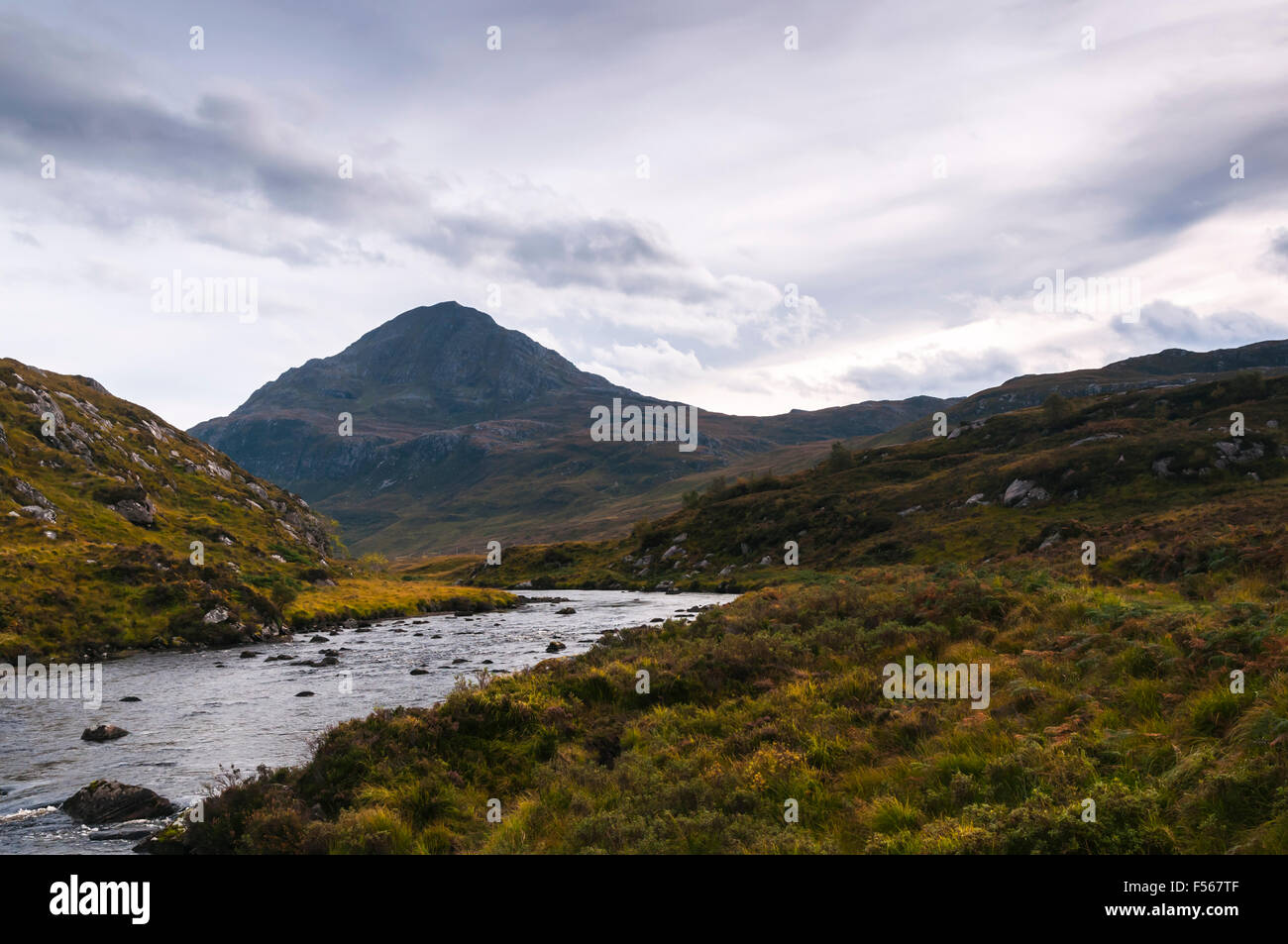 Ben Stack and the River Laxford Stock Photo - Alamy