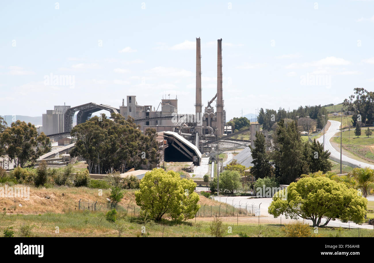 Cement manufacturing plant set in countryside near Riebeeck West South ...
