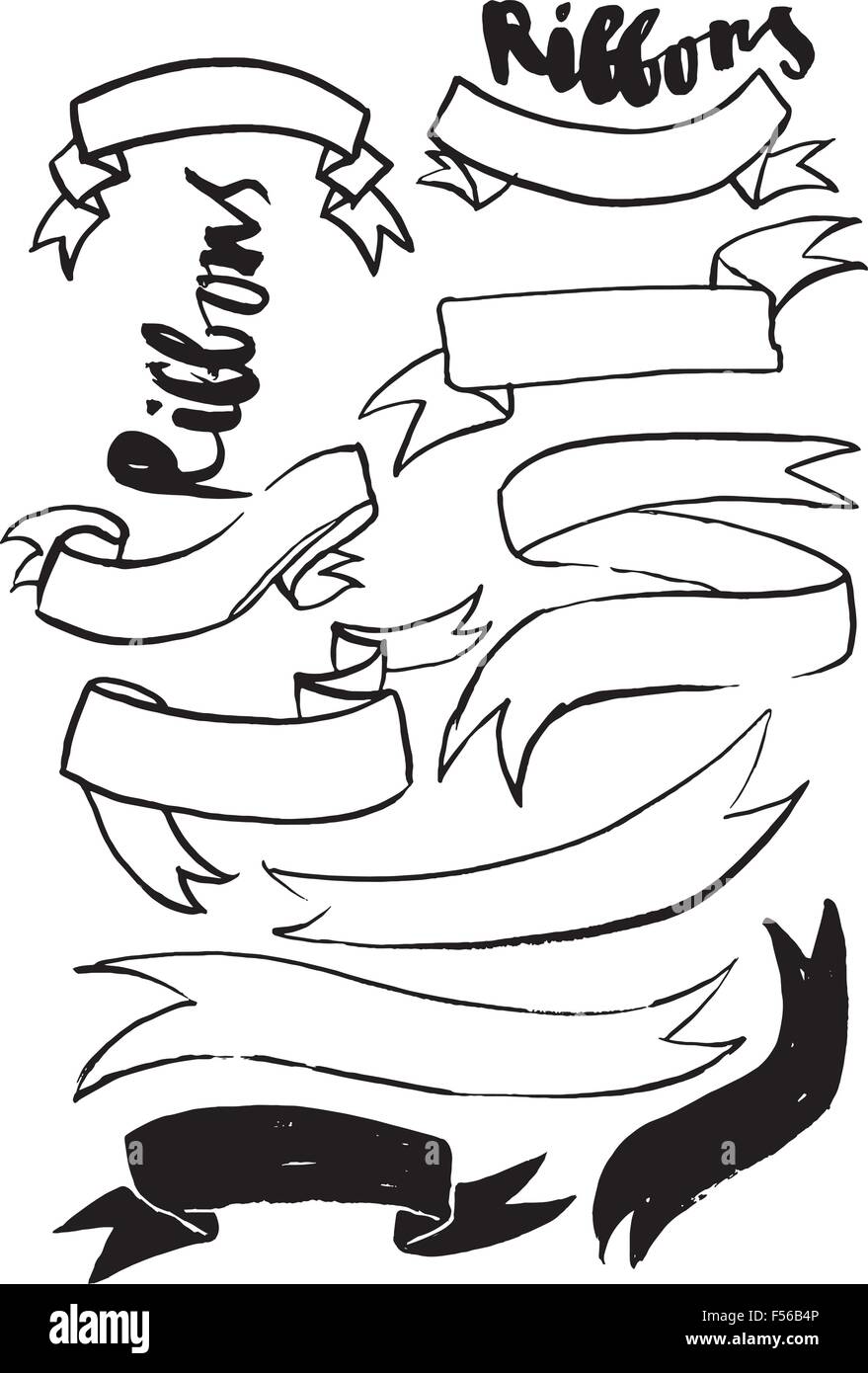 Hand drawn ribbons hi-res stock photography and images - Alamy