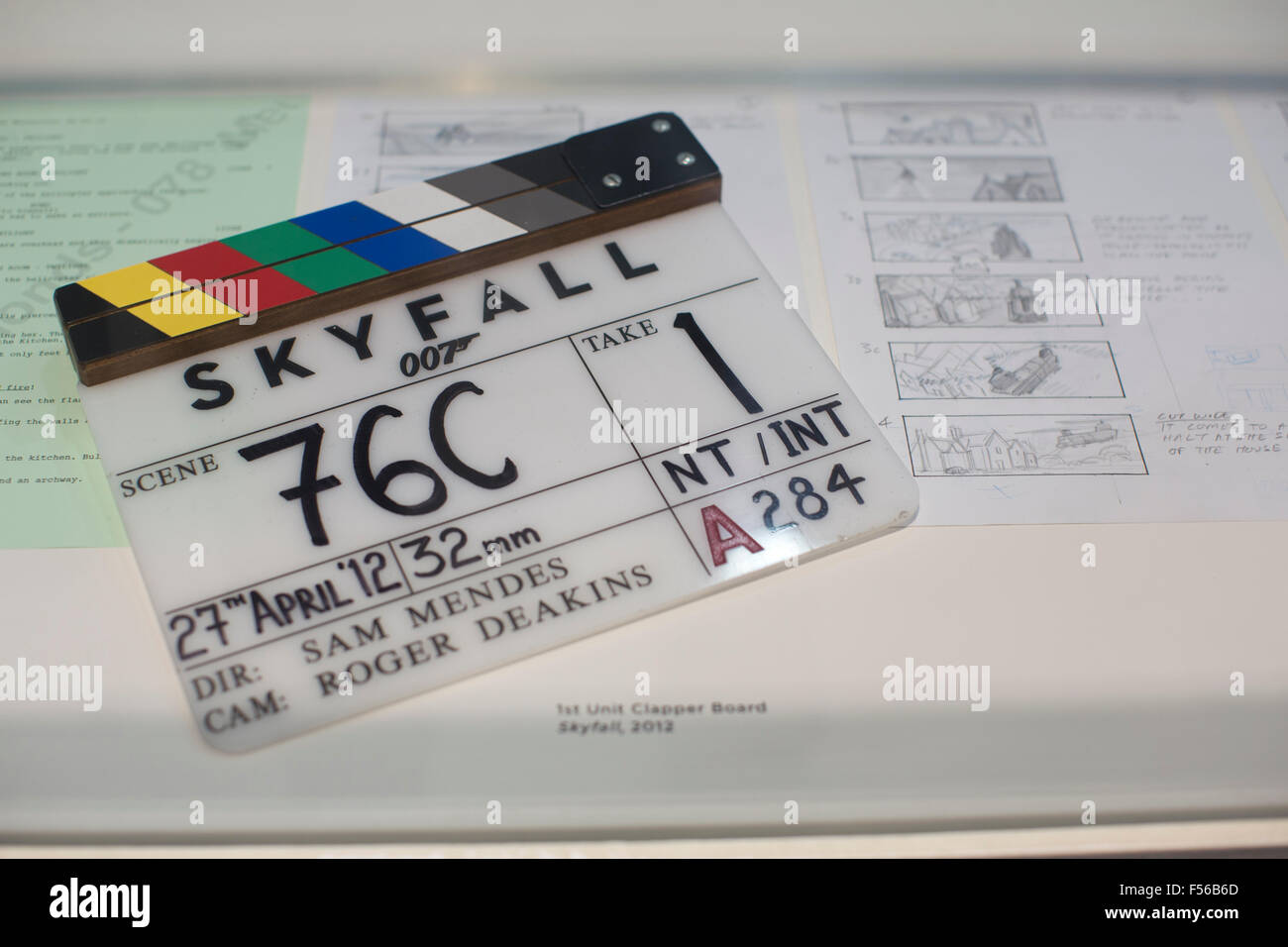 'SKYFALL' clapper board, BOND IN MOTION, James Bond exhibition, London ...