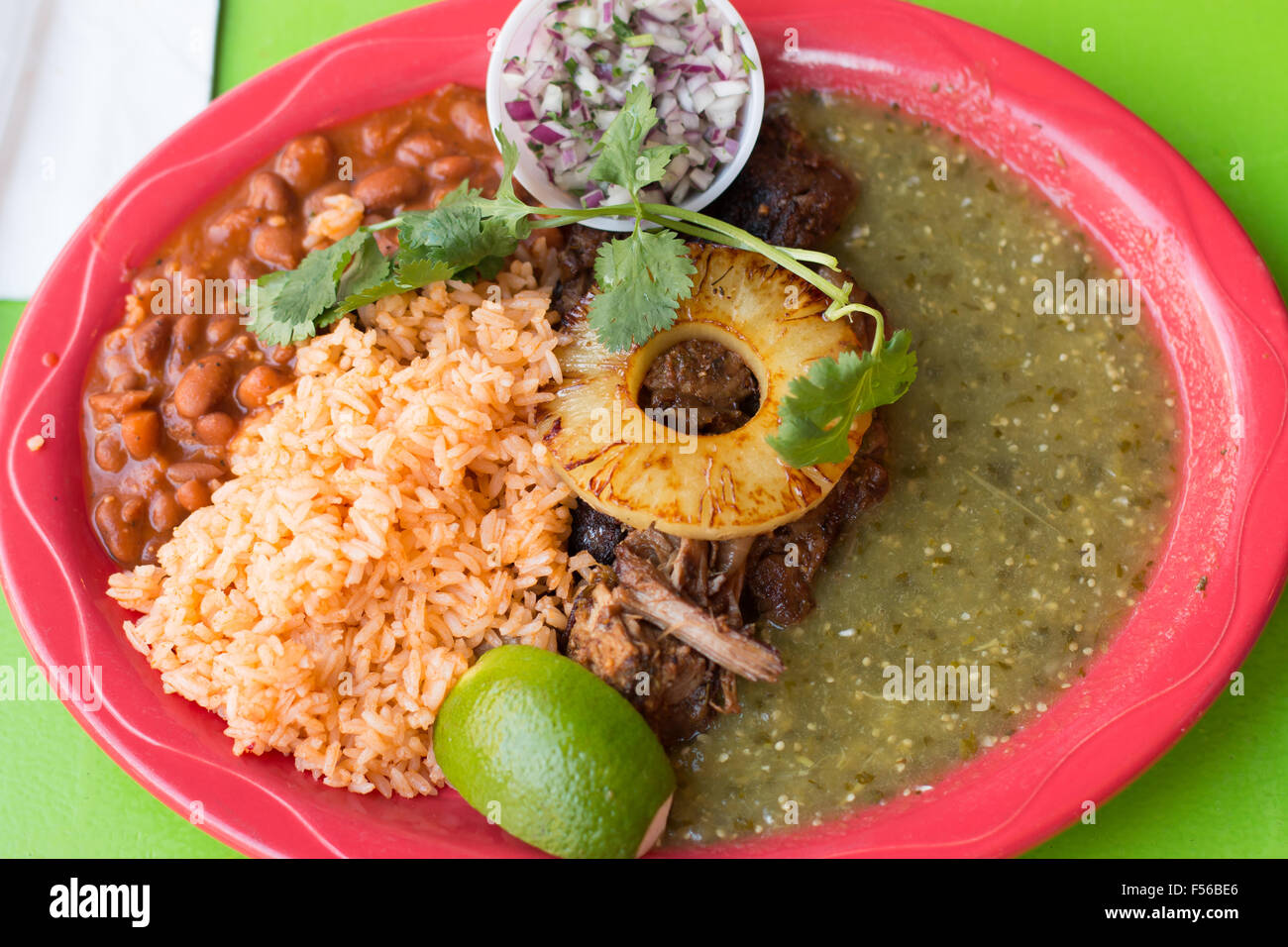 A colorful plate of Mexican-style cuisine Stock Photo - Alamy