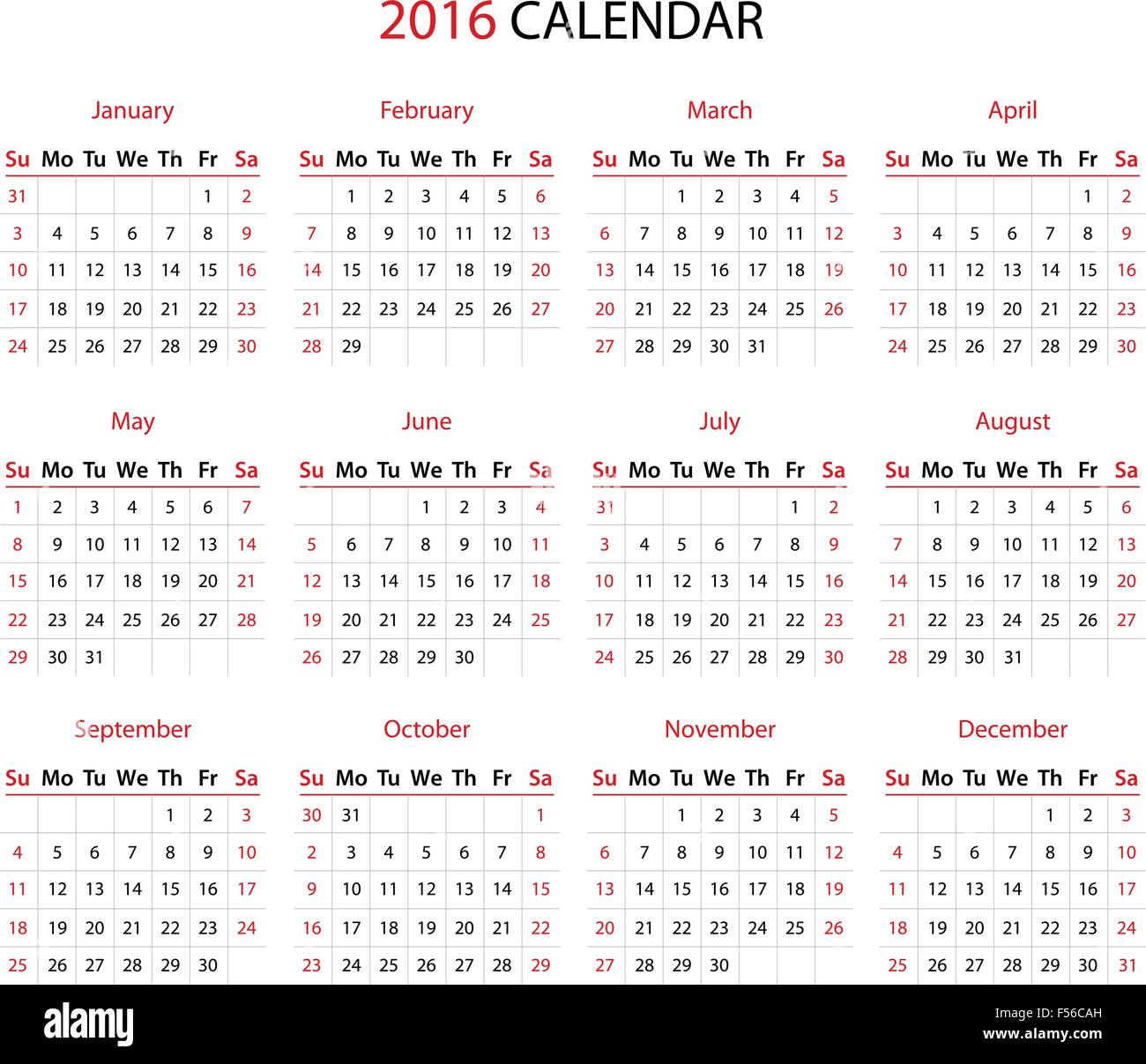 2016 calendar hi-res stock photography and images - Alamy