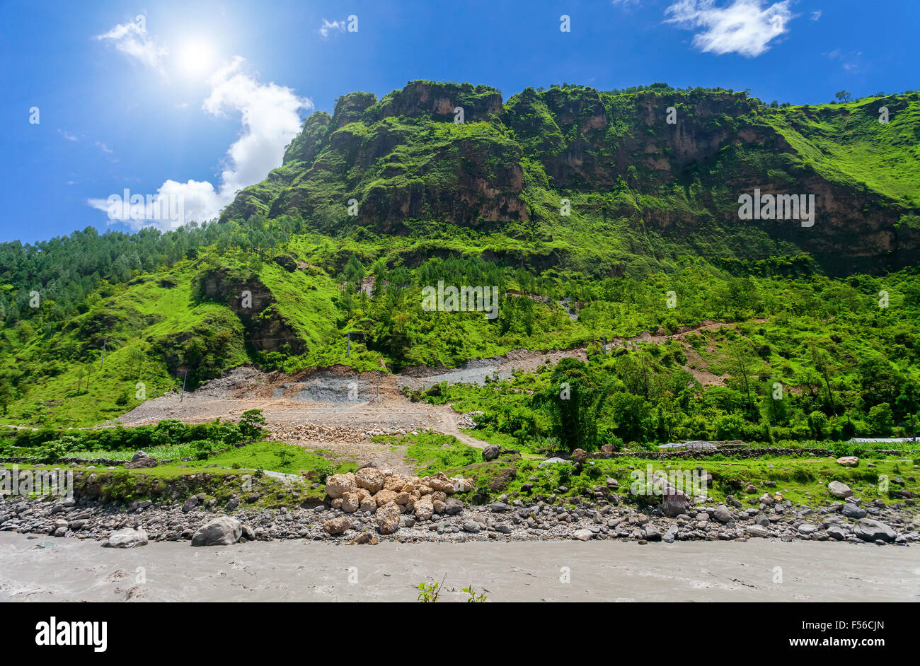 river and mountains in Nepal Stock Photo - Alamy