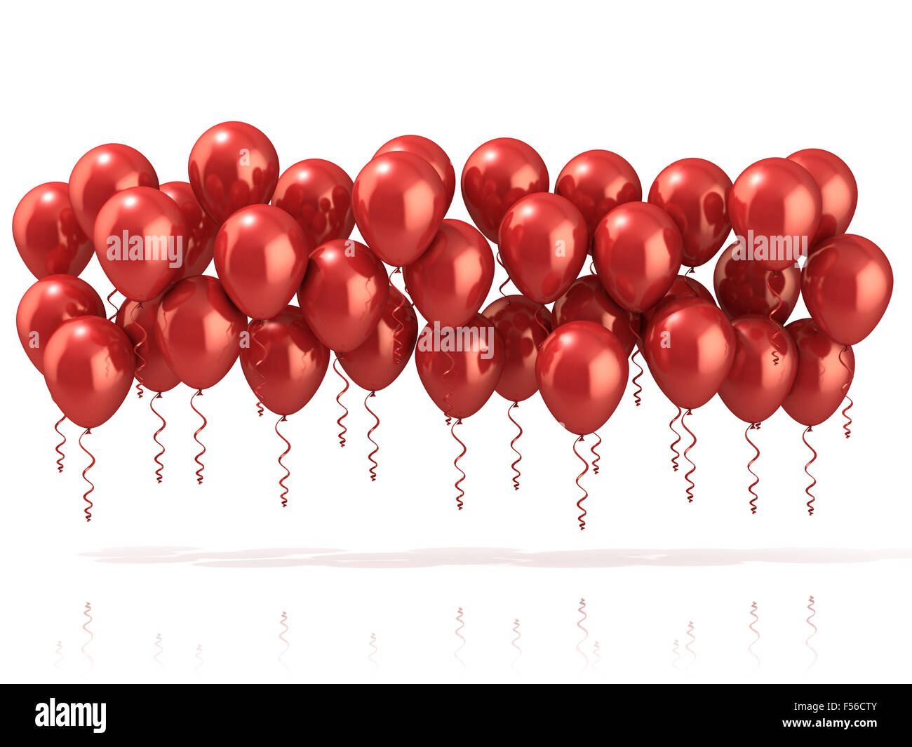 Red party balloons row, isolated on white background Stock Photo - Alamy