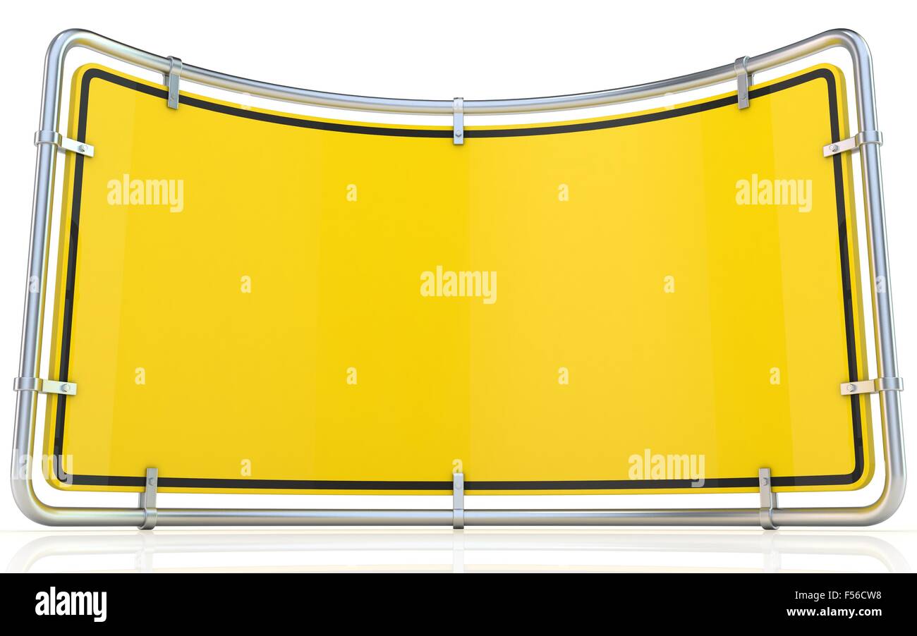 Blank warning sign. Bended 3D render illustration isolated on white ...