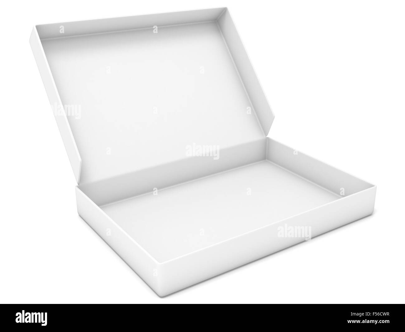 Empty white box. Side view. 3D render illustration isolated on white ...
