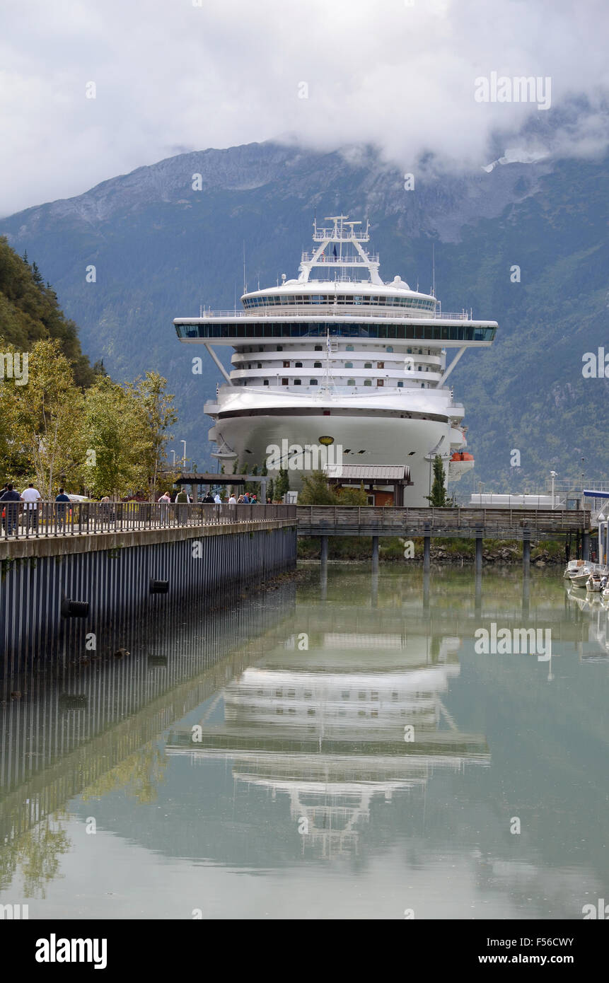 Cruise ship moored in the harbour, Skagway, Alaska Stock Photo - Alamy