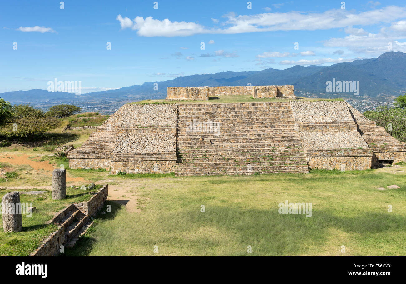 A pyramid at Monte Alban archaeological site located near Oaxaca city ...