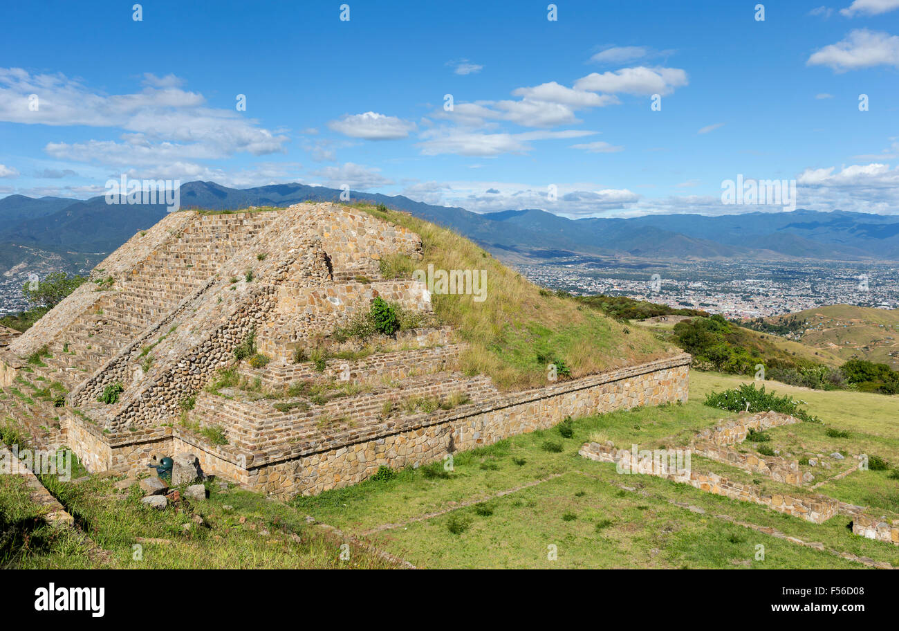 A pyramid at Monte Alban archaeological site located near Oaxaca city ...