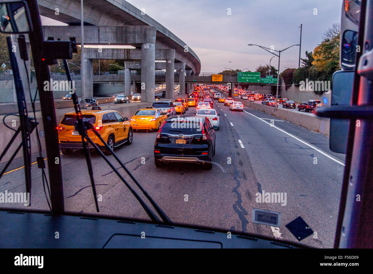 Traffic Jam between JFK airport and Manhattan, New York, United States ...